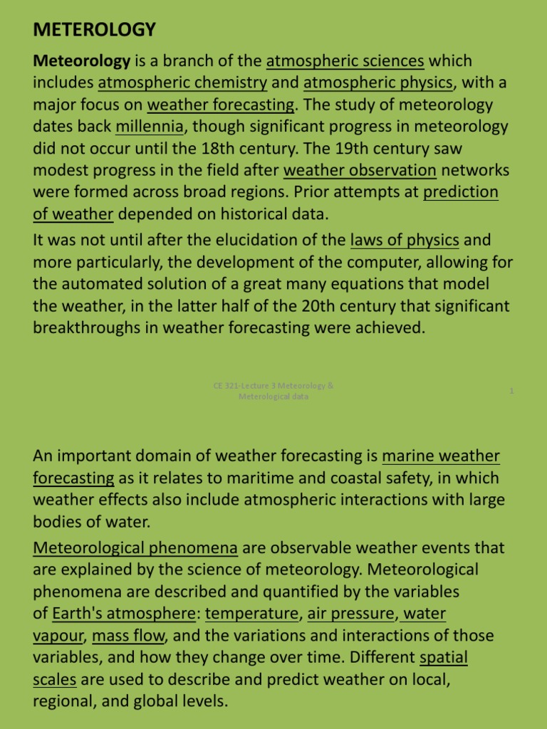 Lecture 3 Meteorology & Meteorological Data | PDF | Meteorology | Weather