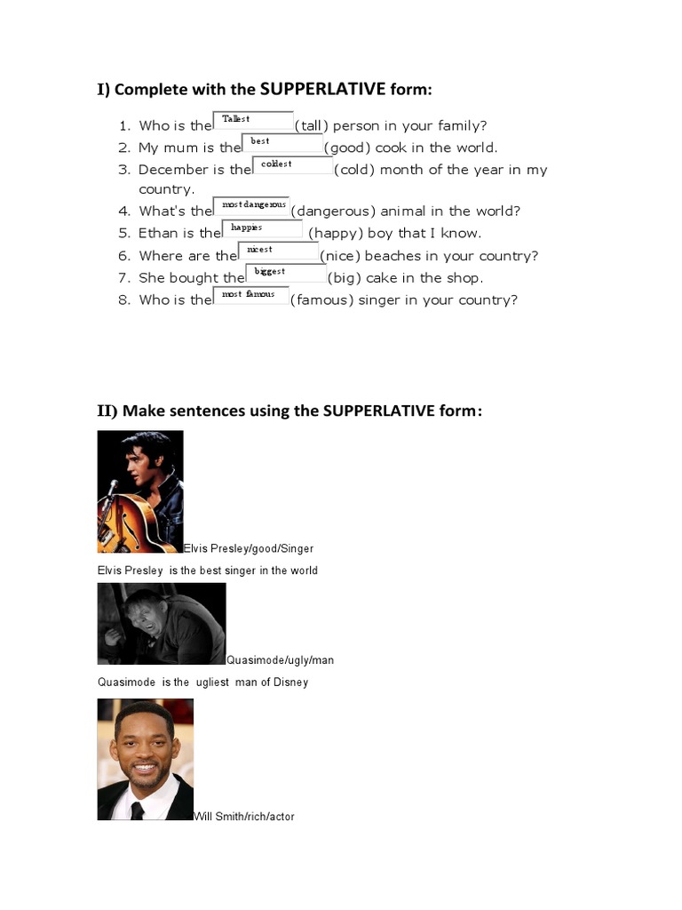 Superlative Form Exercises and Examples | PDF | Foreign Language ...