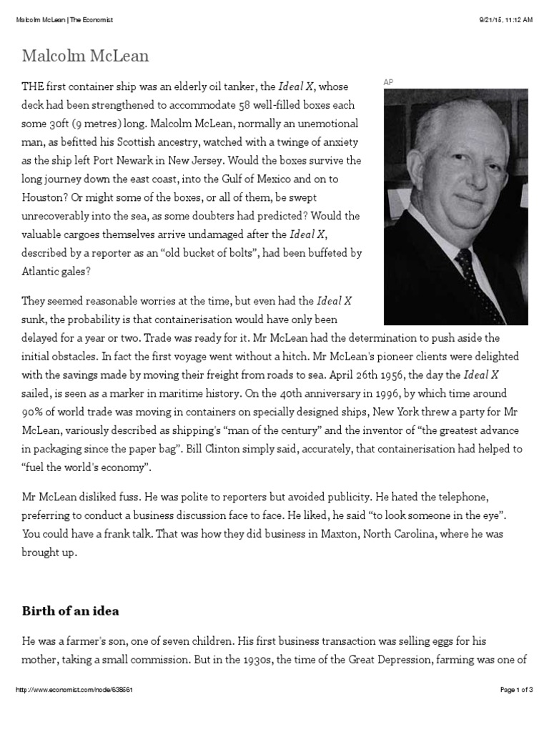 Shipping Revolution: Malcolm McLean | PDF | Containerization | Cargo