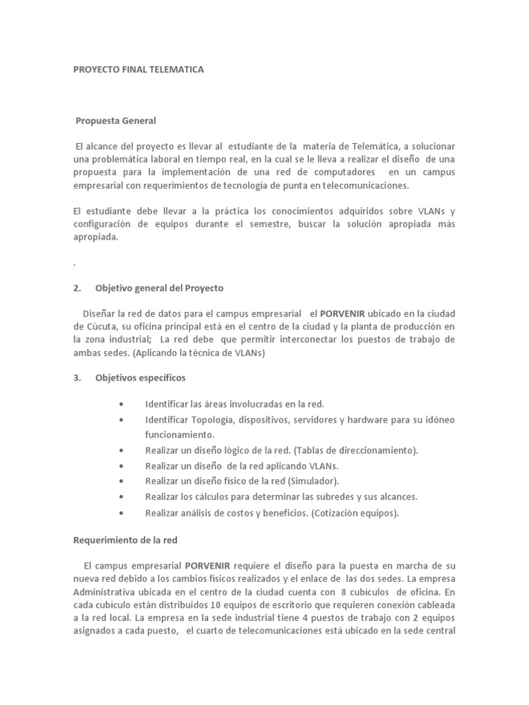 Proyecto TELEMATICA | PDF | Dirección IP | Red de computadoras