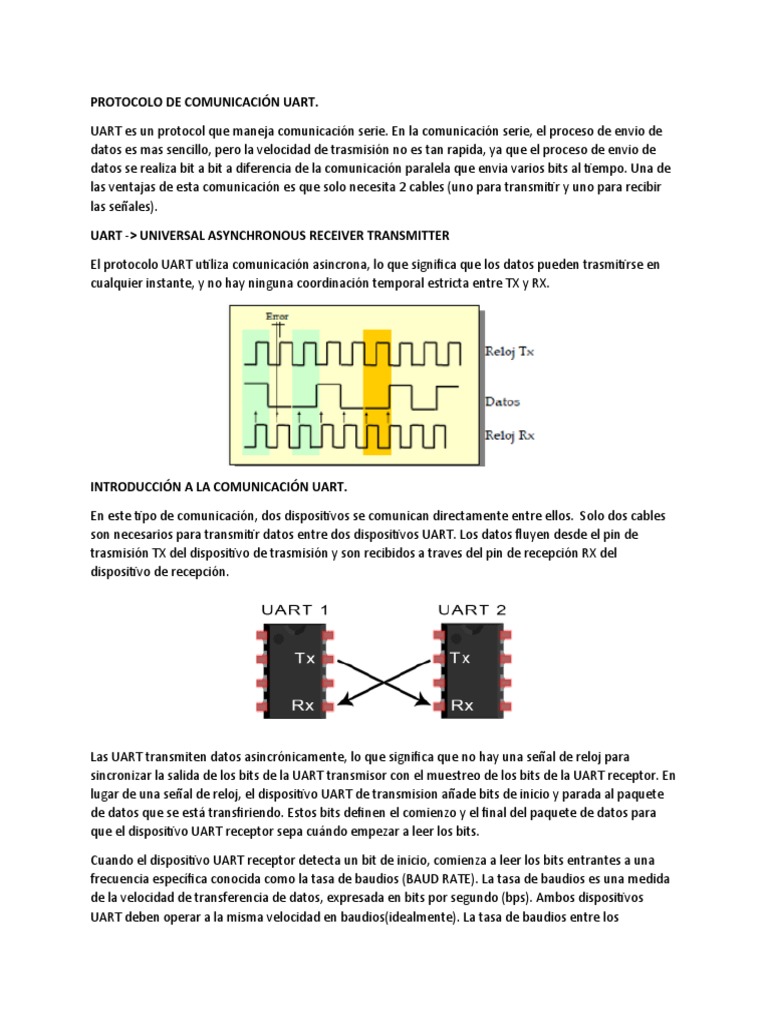 Protocolo de Comunicación UART | PDF | Transmisión de datos ...