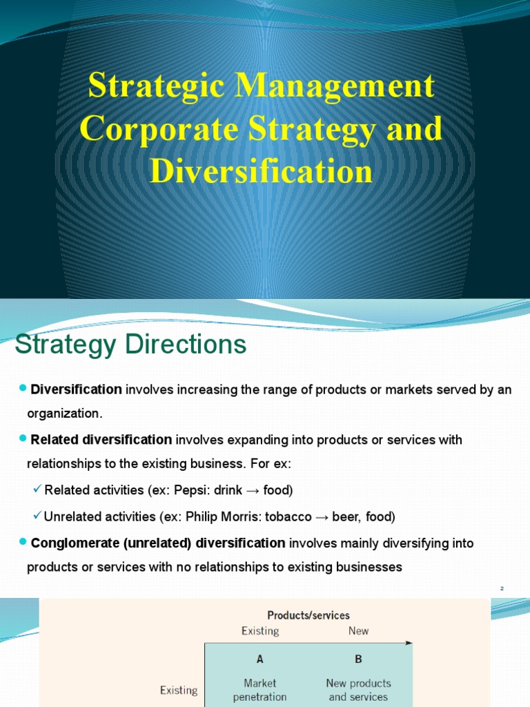 Strategic Management - CH 8 - Corporate Strategy & Diversification ...