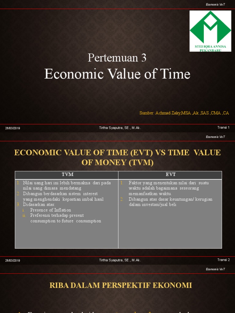 Pertemuan 3 Economic Value of Time | PDF
