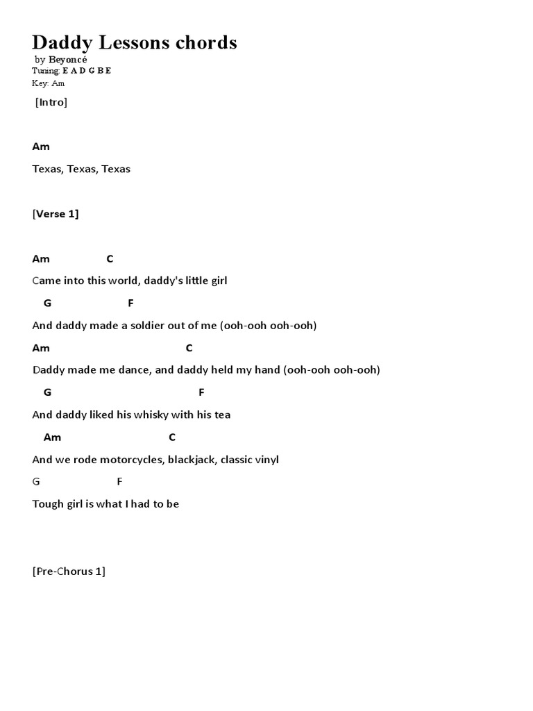 Daddy Lessons Chords | PDF | American Pop Songs | Song Structure