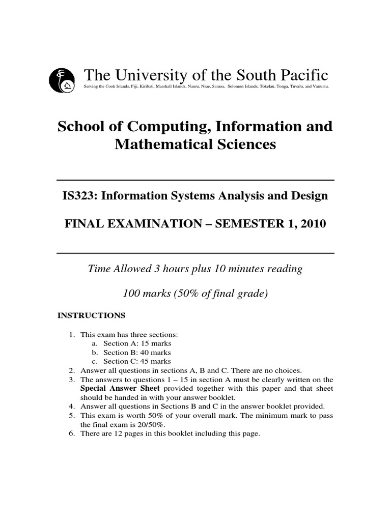 IS323 Final Exam 2010 (Sem 1) | PDF | Use Case | Business