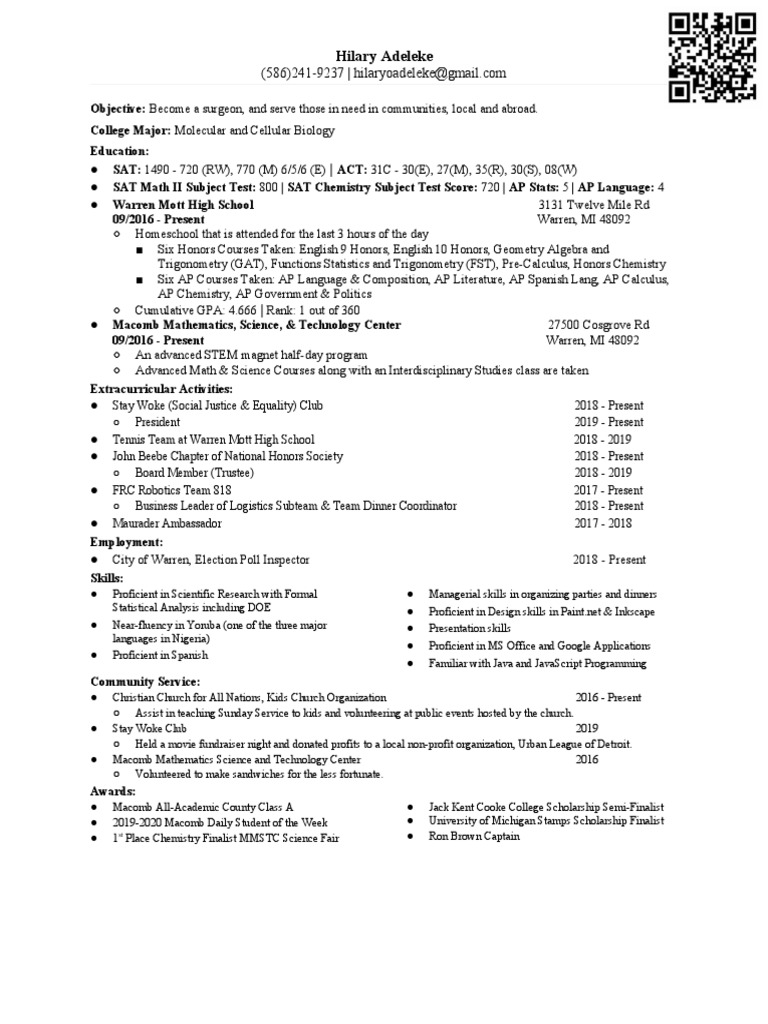 Updated Resume | PDF | Sat | Teaching Mathematics