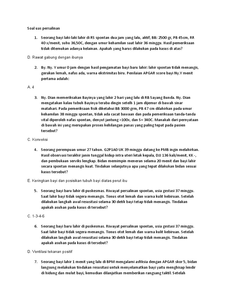 Soal Uas Persalinan SWD | PDF | Pengembangan Diri | Kesehatan Holistik