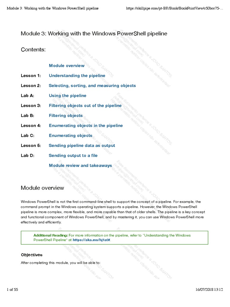 Module 3 Working With The Windows PowerShell Pipeline | PDF | Command Line Interface | Parameter ...