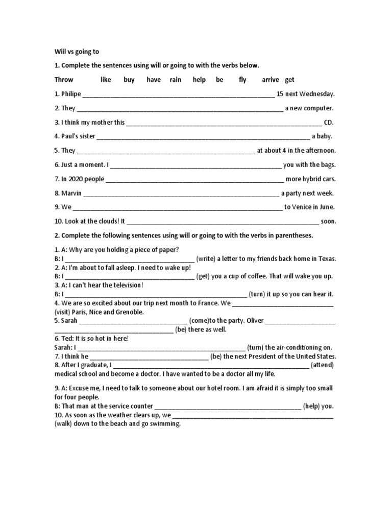 Will Vs Going To | PDF | Syntax | Grammar