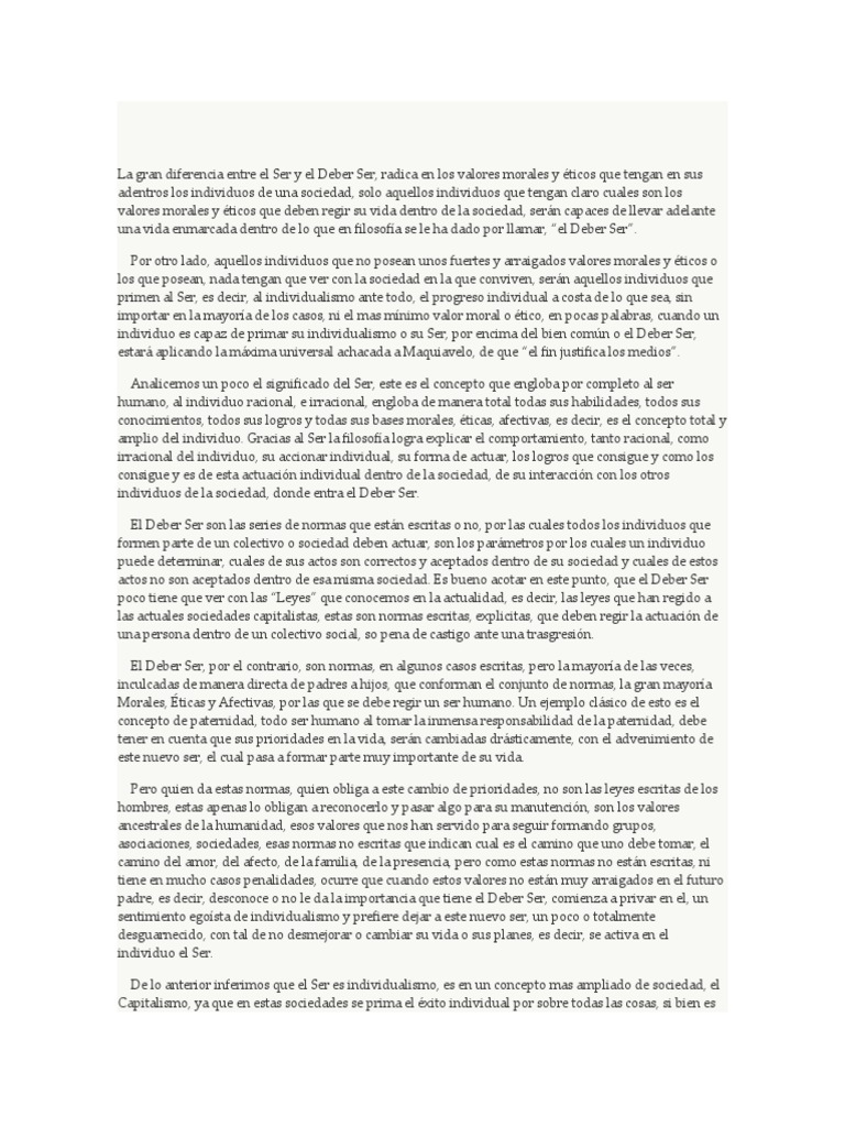 El Ser y El Deber Ser | PDF | Moralidad | Norma (Matemáticas)