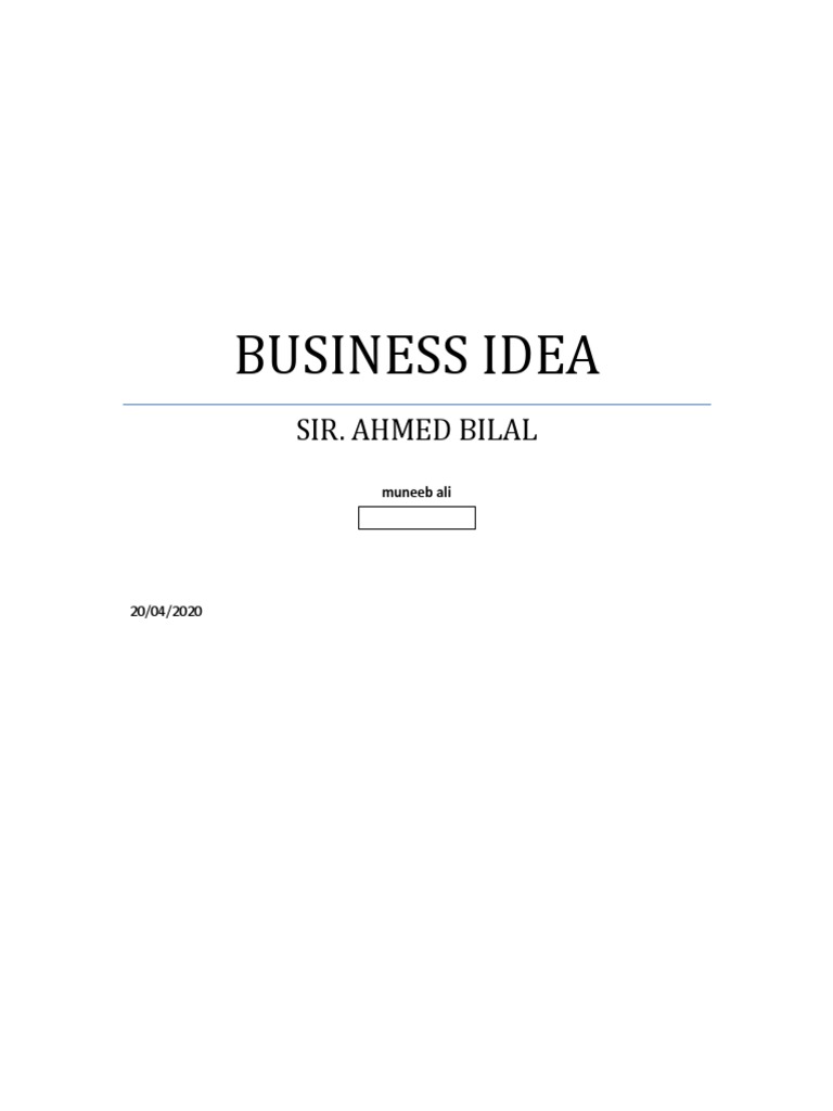 Business Idea | PDF