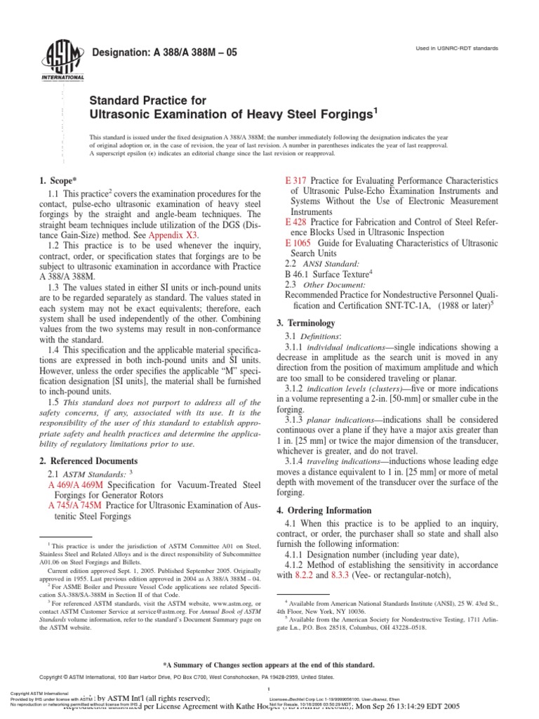 Astm 388 | PDF | Calibration | Ultrasound