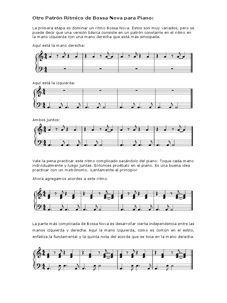 Otro Patron Ritmico de Bossa Nova para Piano PDF | PDF | Arte