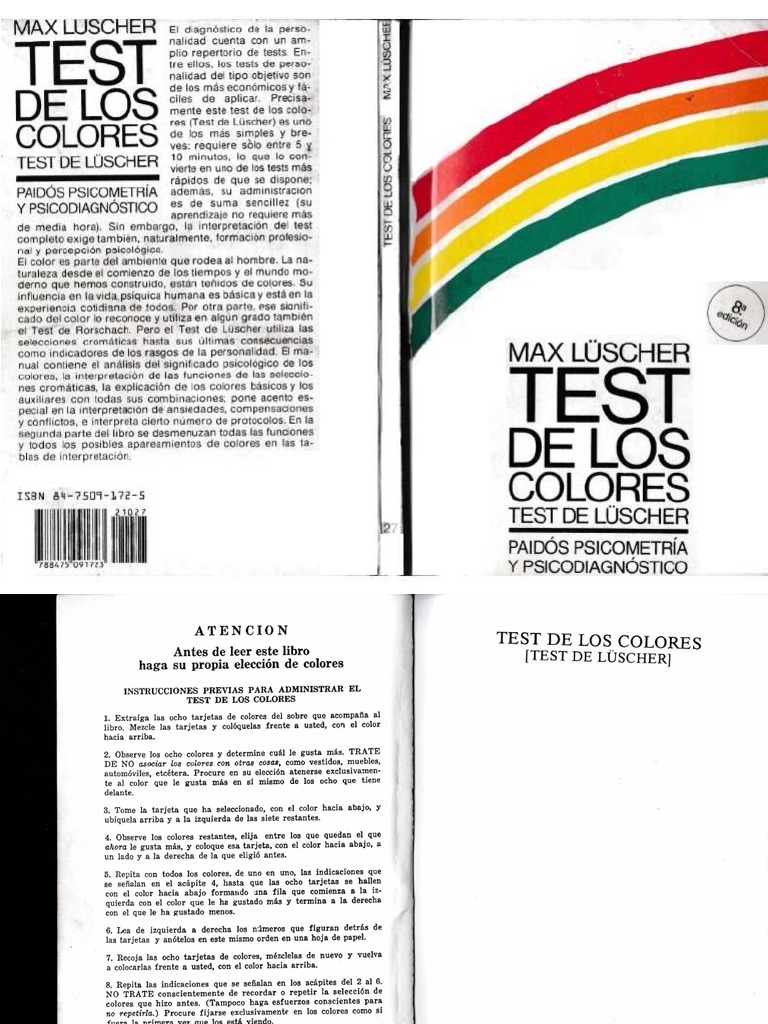 Max Lüscher. Test de los colores. Test de Lüscher. Paidós Psicometría y ...