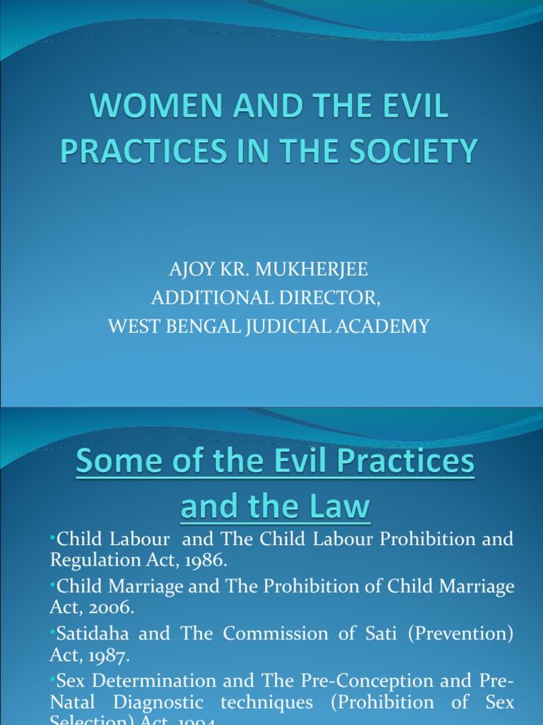 Presentation On Women and The Evil Practices in Society | PDF | Child ...