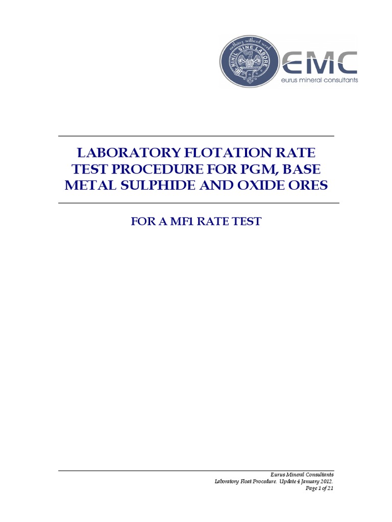Flotation Test Guide for Ores | PDF | Chemistry | Materials