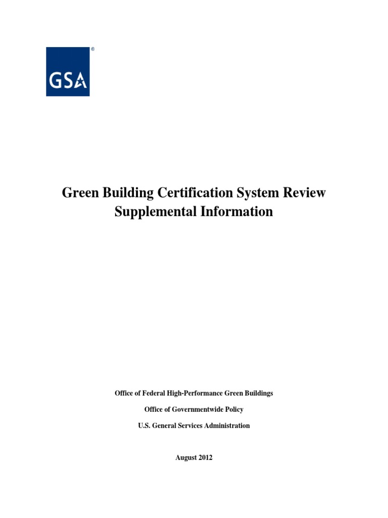 Green Building Certification System Review Supplemental Information ...