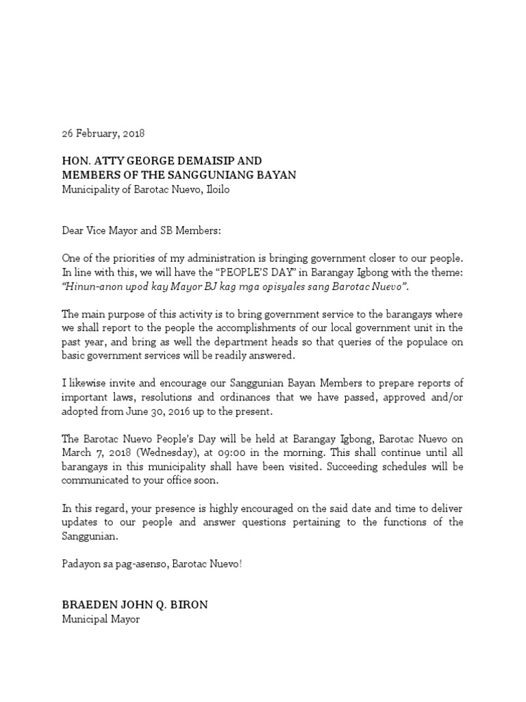 Hon. Atty George Demaisip and Members of The Sangguniang Bayan | PDF ...