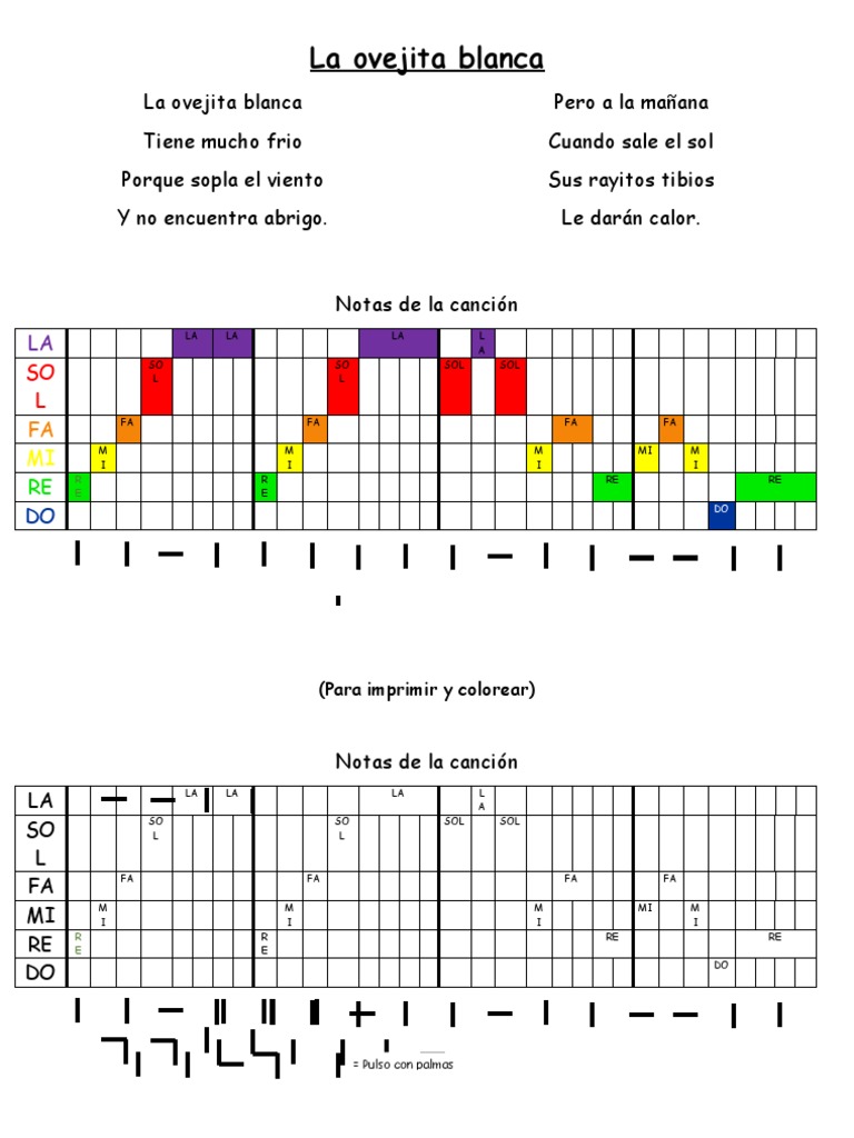 La Ovejita Blanca: Letra y Notas | PDF