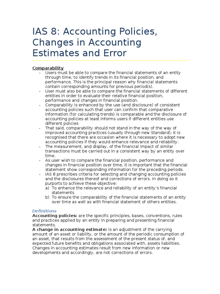 IAS 8: Accounting Policies, Changes in Accounting Estimates and Error ...