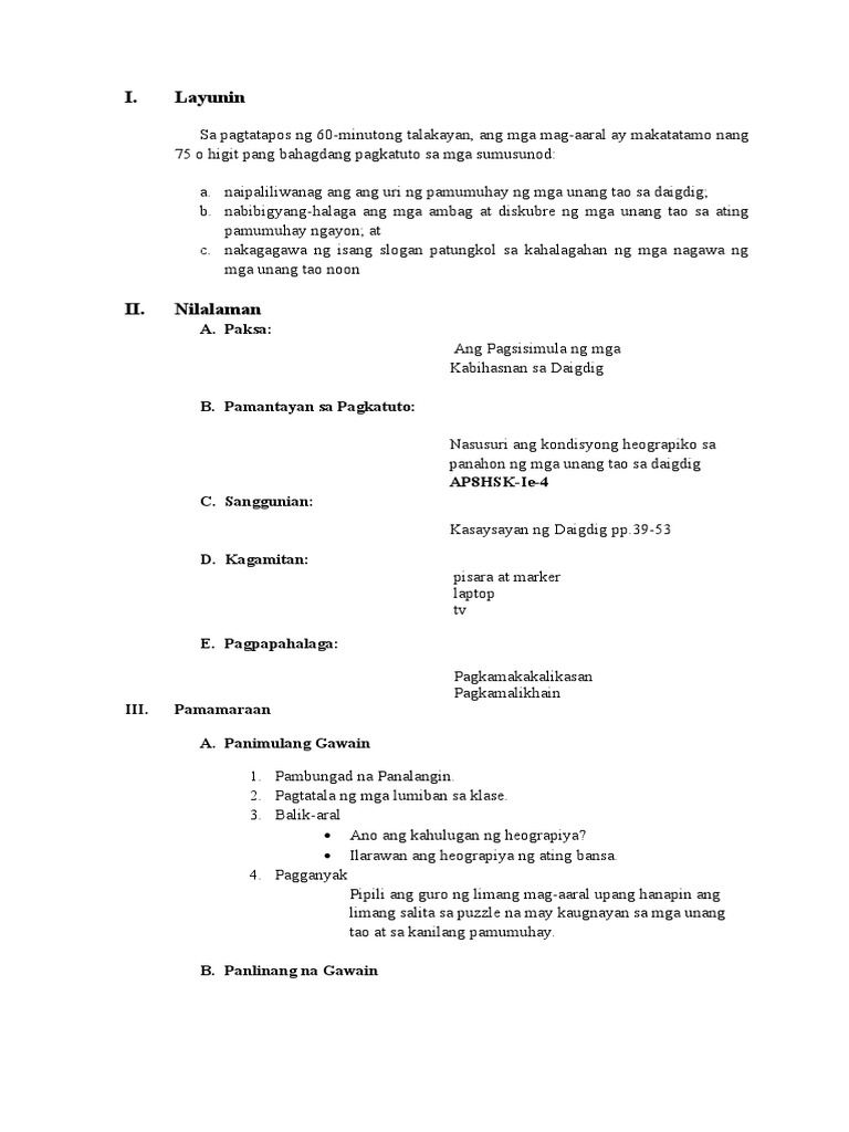 1st Quarter Lesson Plan | PDF