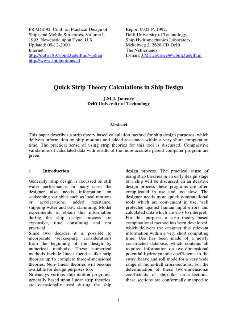 Quick Strip Theory for Ship Design | PDF | Spectral Density | Waves