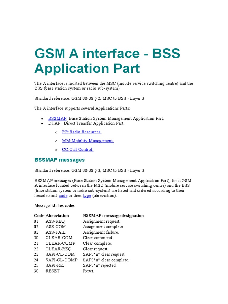 GSM A Interface Messages - BSSAP | PDF | Electronics | Computer Networking