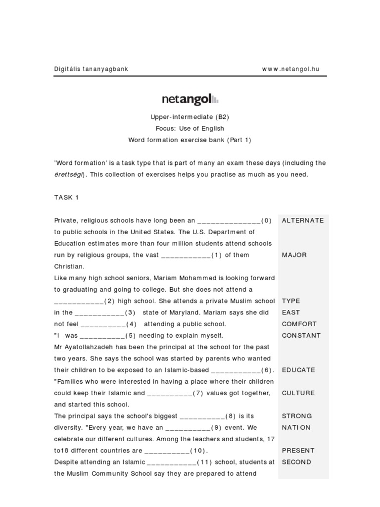 B2 Word Formation Exercise Collection | PDF