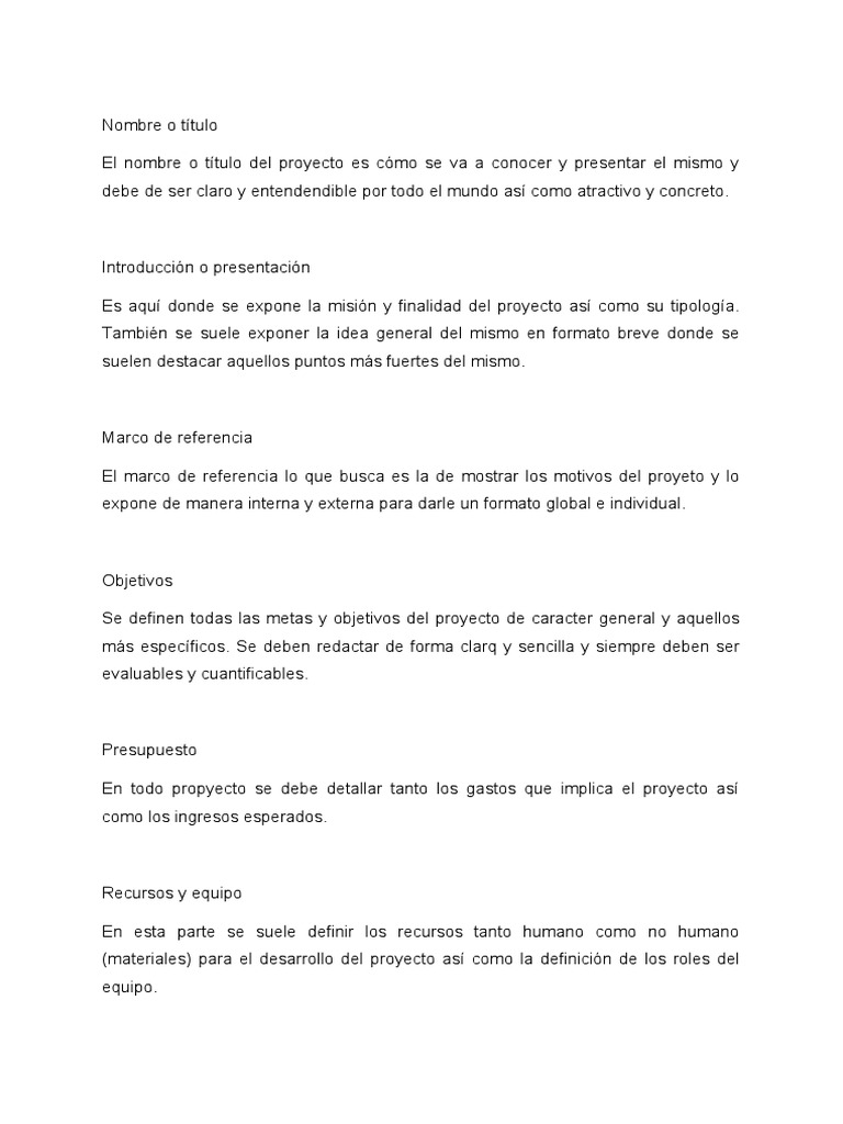 Partes de Un Proyecto | PDF
