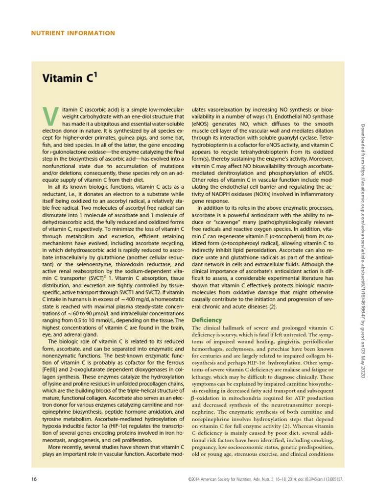 Vitamin C: Nutrient Information | PDF | Vitamin C | Vitamin