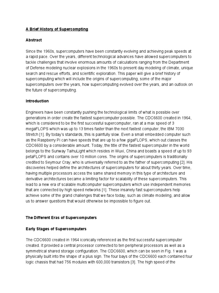 A Brief History of Supercompting | PDF | Supercomputer | Parallel Computing