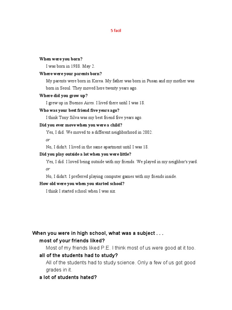 When Were You Born? Where Were Your Parents Born? | PDF | Schools ...