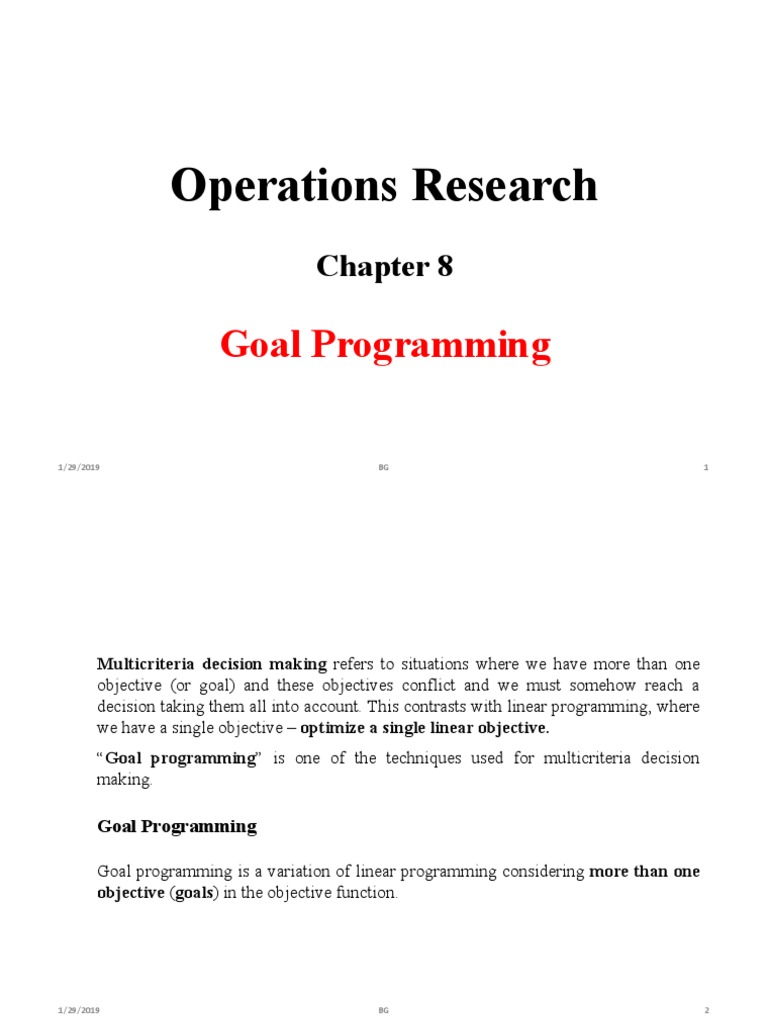 Chapter8 Goal-Programming | PDF | Goal | Linear Programming