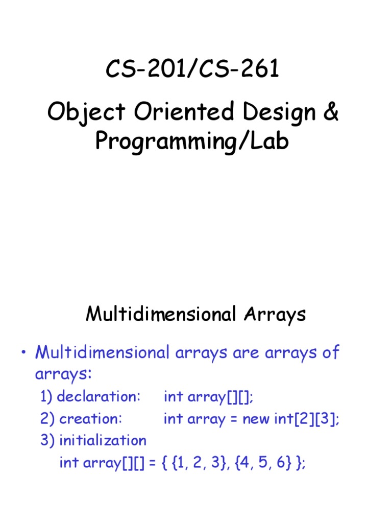 CS-201/CS-261 Object Oriented Design & Programming/Lab | PDF | Method ...
