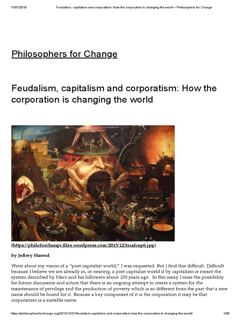 Feudalism, Capitalism and Corporatism - How The Corporation Is Changing ...