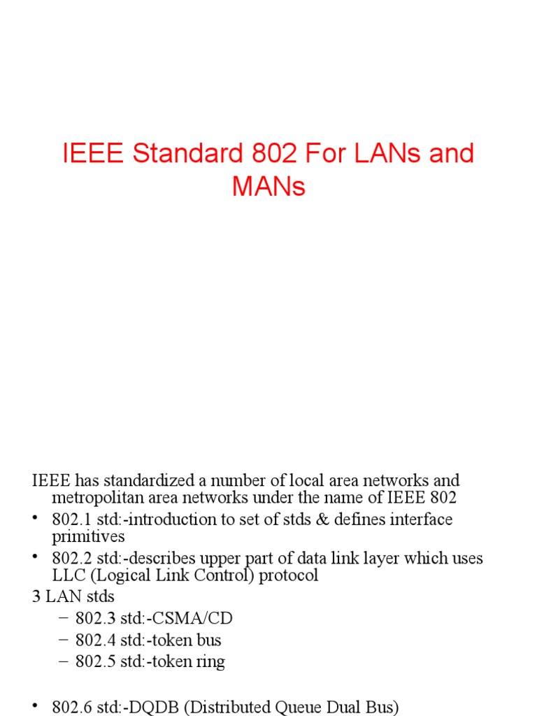 Ieee Standard 802 For Lans and Mans | PDF | Ethernet | Network Architecture