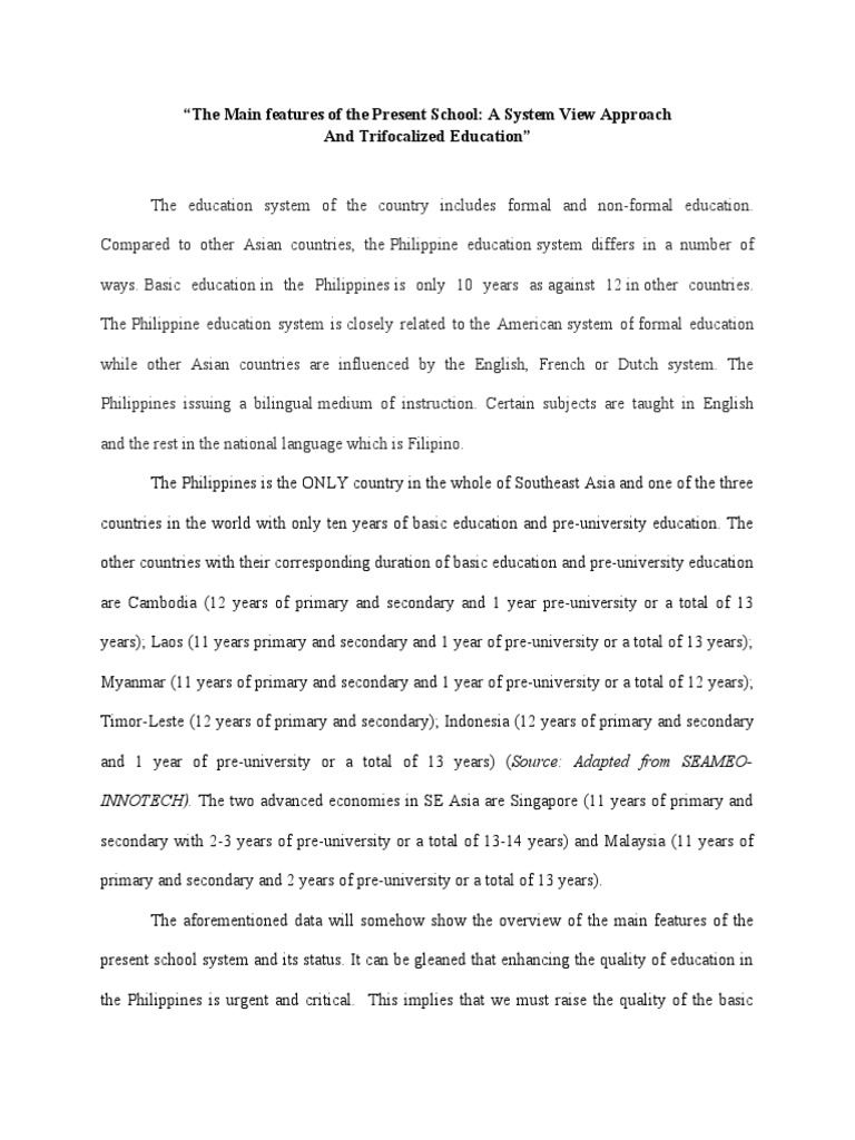 The Main Features of The Present School | PDF | Millennium Development ...