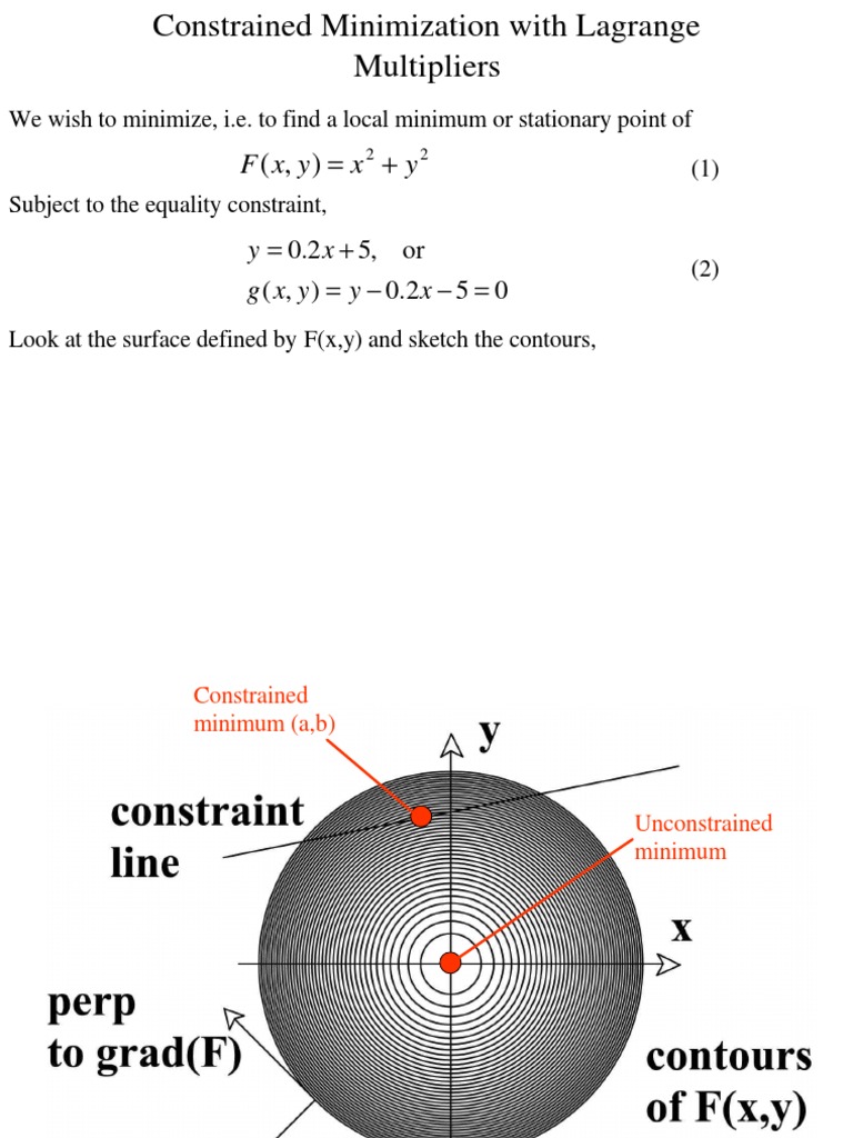 Constrained Minimization With Lagrange Multipliers: y X y X F | Download Free PDF | Analysis ...