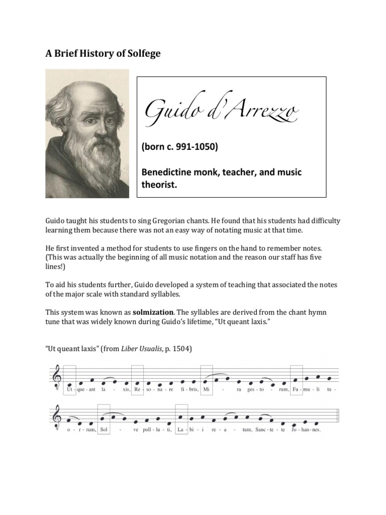 Guido D'arrezzo: A Brief History of Solfege | PDF | Foreign Language ...