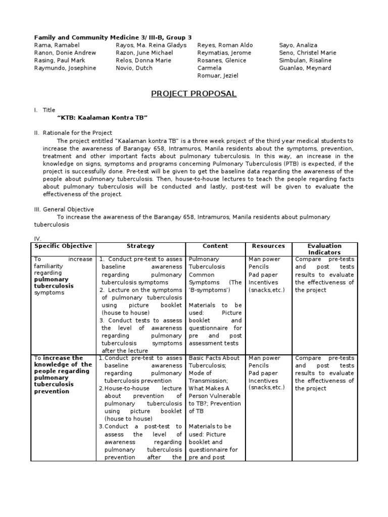 Project Proposal Updated | Tuberculosis | Clinical Medicine | Free 30 ...
