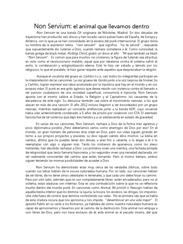 Non Servium,: El Animal Que Llevamos Dentro | PDF | Dios | Religión y ...