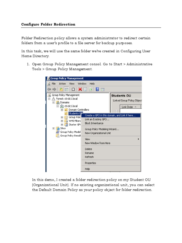 Tasksheet 9 Configure Folder Redirection | PDF | Career & Growth