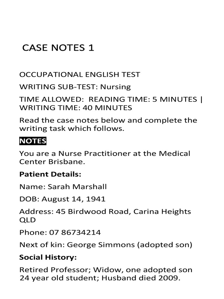 OET Writing Case Notes 1 35 Mobile PDF | PDF | Ebola Virus Disease ...