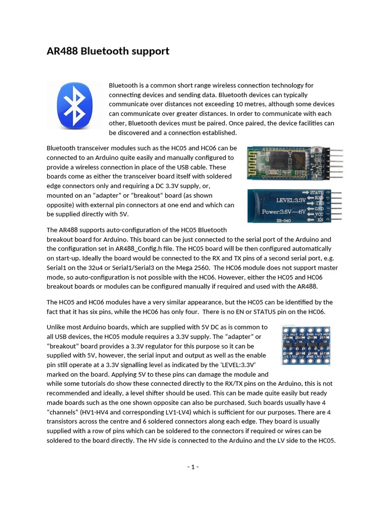 AR488 Bluetooth Support | PDF | Bluetooth | Arduino