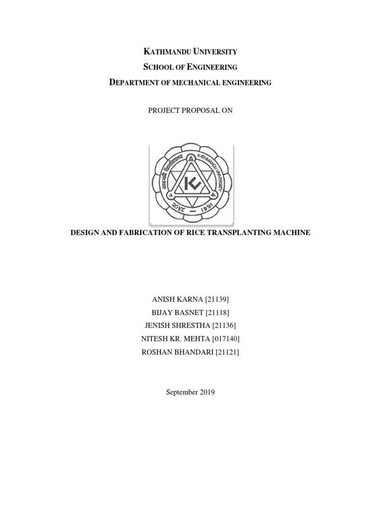 Proposal On Rice Transplantion Machine | PDF | Rice | Plant Nursery