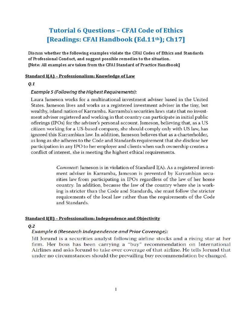 BFC5935 - Tutorial 6 Solutions | PDF | Conflict Of Interest | Social ...