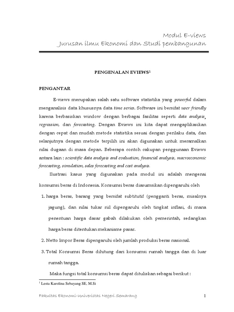 Pengenalan Eviews PDF | PDF | Metode & Bahan Ajar | Komputer