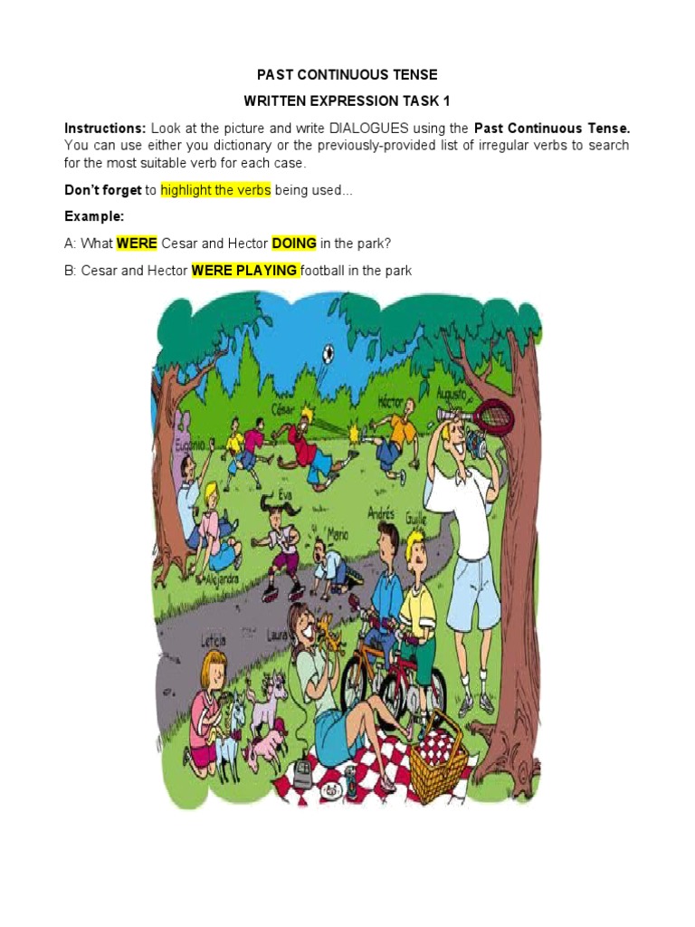 Past Continuous Picture Dialogue Task | PDF