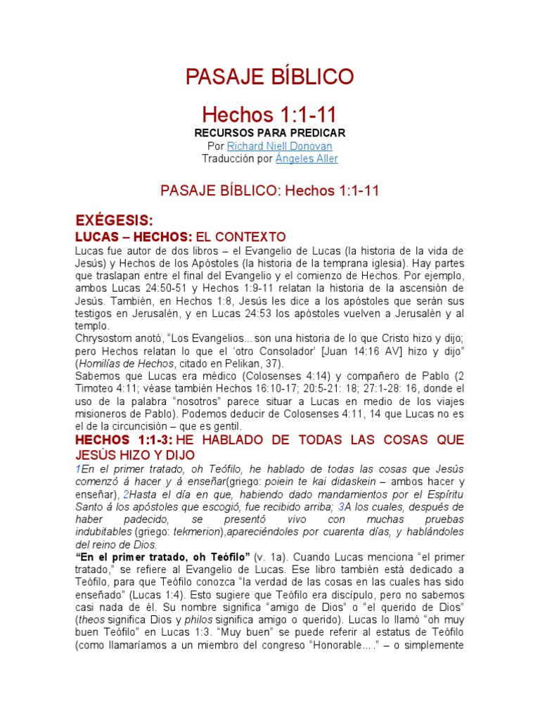 Pasaje Bíblico Hechos 1 1-11 La Ascension Del Señor | PDF | Evangelio ...