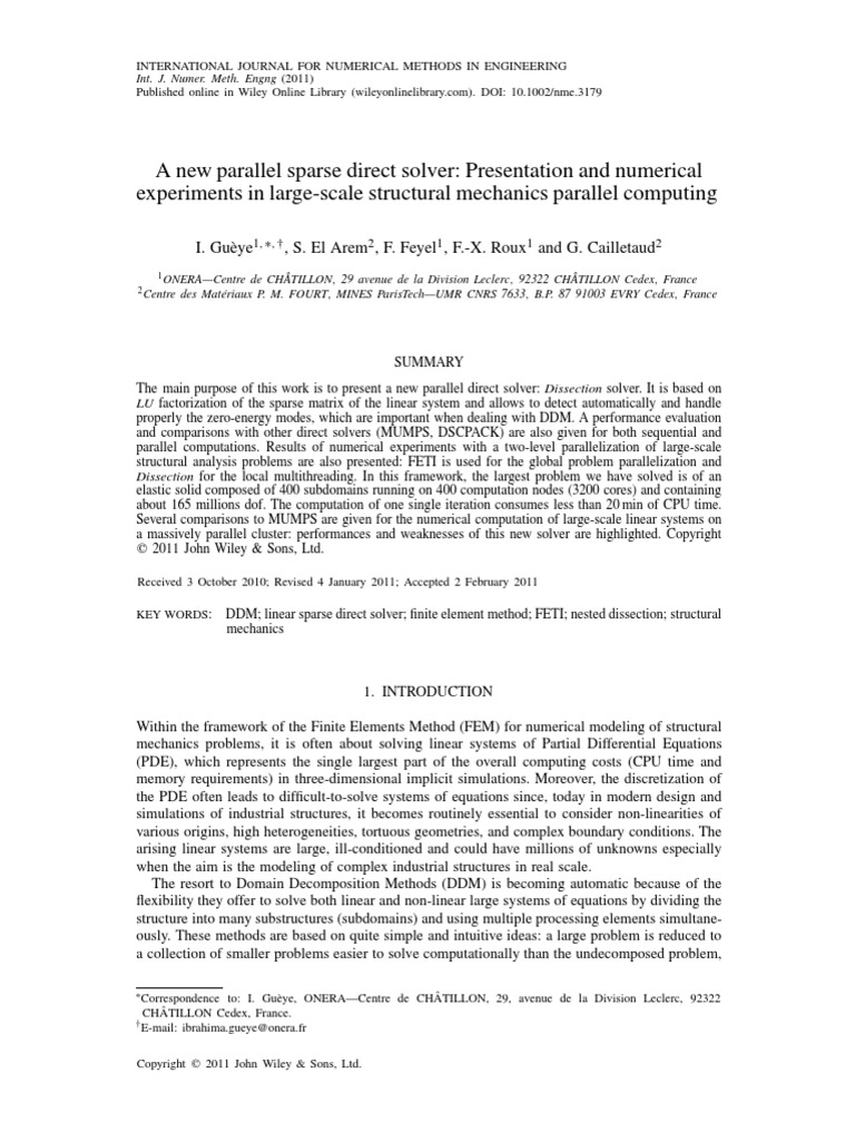 A New Parallel Sparse Direct Solver: Presentation and Numerical Experiments in Large-Scale ...